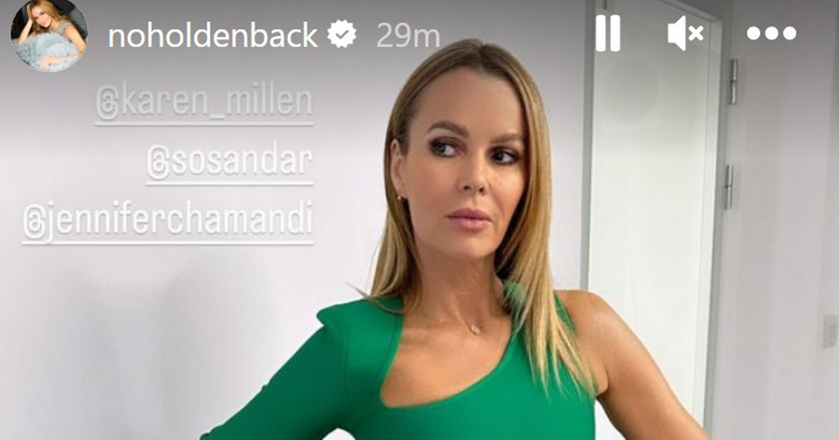 Amanda Holden Looks Graceful In A Slashed Green Bodysuit And A Tight