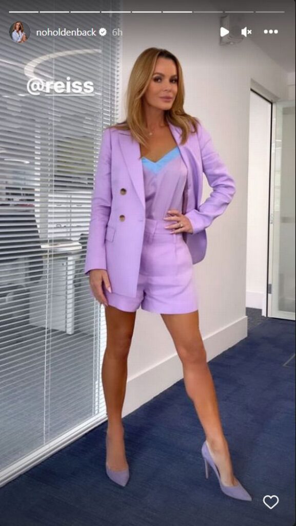Amanda Holden Gets Her Pins Out In Skintight Lilac Miniskirt As She